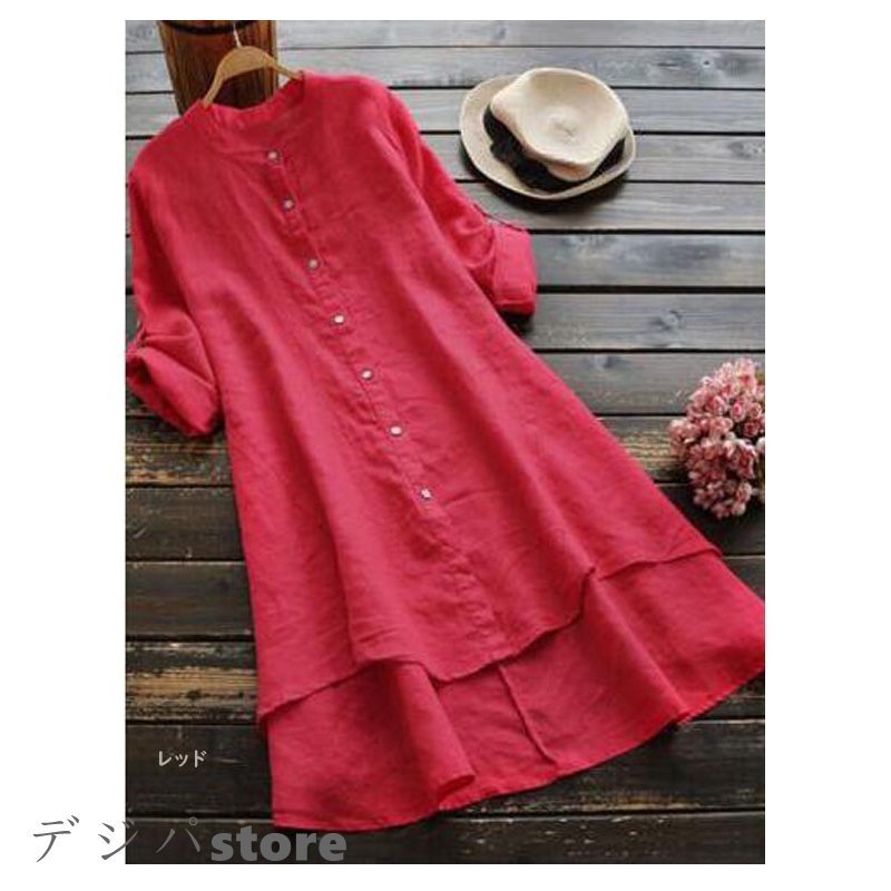 綿麻混ワンピース レディース 40代 夏 春 トップス ロングシャツ チュニック ゆったり 個人事業主 allure 問屋・仕入れ・卸・卸売の専門【仕入れならNETSEA】